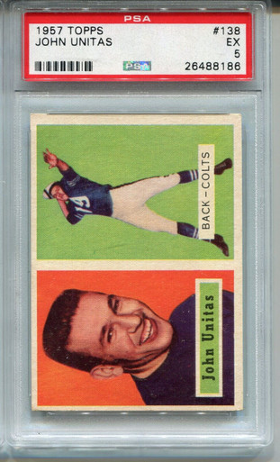 1957 Topps Football #138 John Johnny Unitas Rookie Card Graded PSA 5 ...