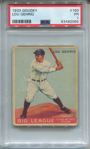 1933 Goudey Lou Gehrig Rookie Card Graded PSA 1 Eye Appeal Baseball ...