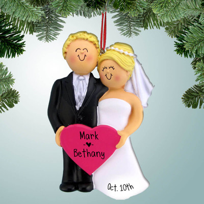 Personalized bride and groom christmas ornaments store