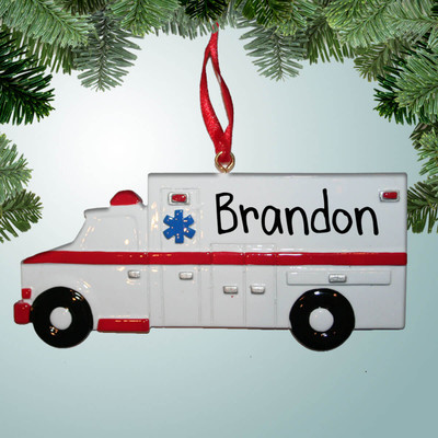 Personalized Ambulance Christmas Ornament