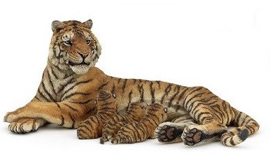 Papo Tigress with Cub #50118 - Carrying Baby to Safety