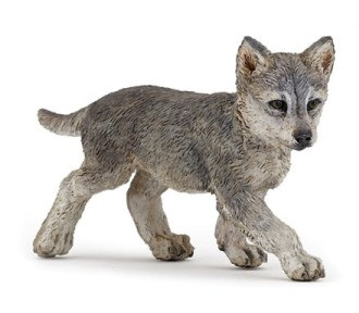 Papo Wolf Cub #50162 - Lovable Grey Cub, Trotting Pose