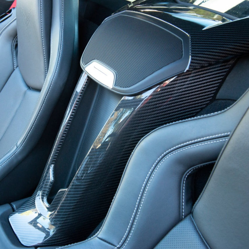 EOS Waterfall Center Console - Carbon Fiber - C8 Corvette (GRILL-514-BKCF)