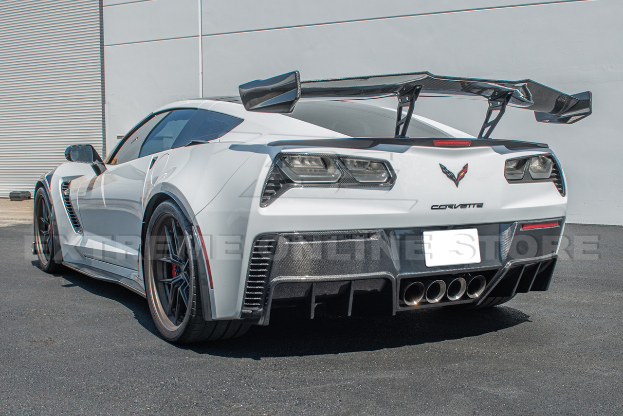 EOS Rear Bumper Diffuser w. Fins - Carbon Fiber - C7 Corvette (DIFF-556 ...
