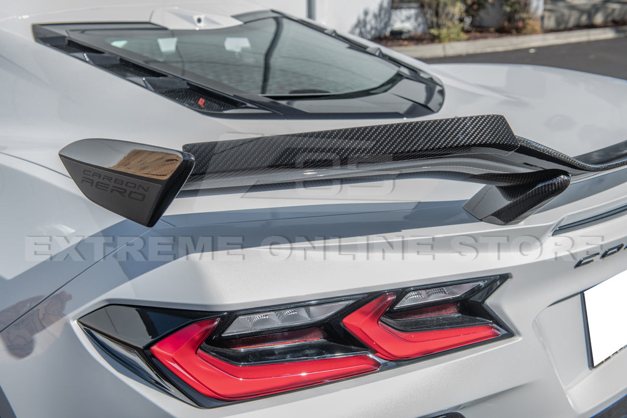 EOS High Wing Spoiler Wickerbill Add-On - Carbon Fiber - C8 Corvette ...