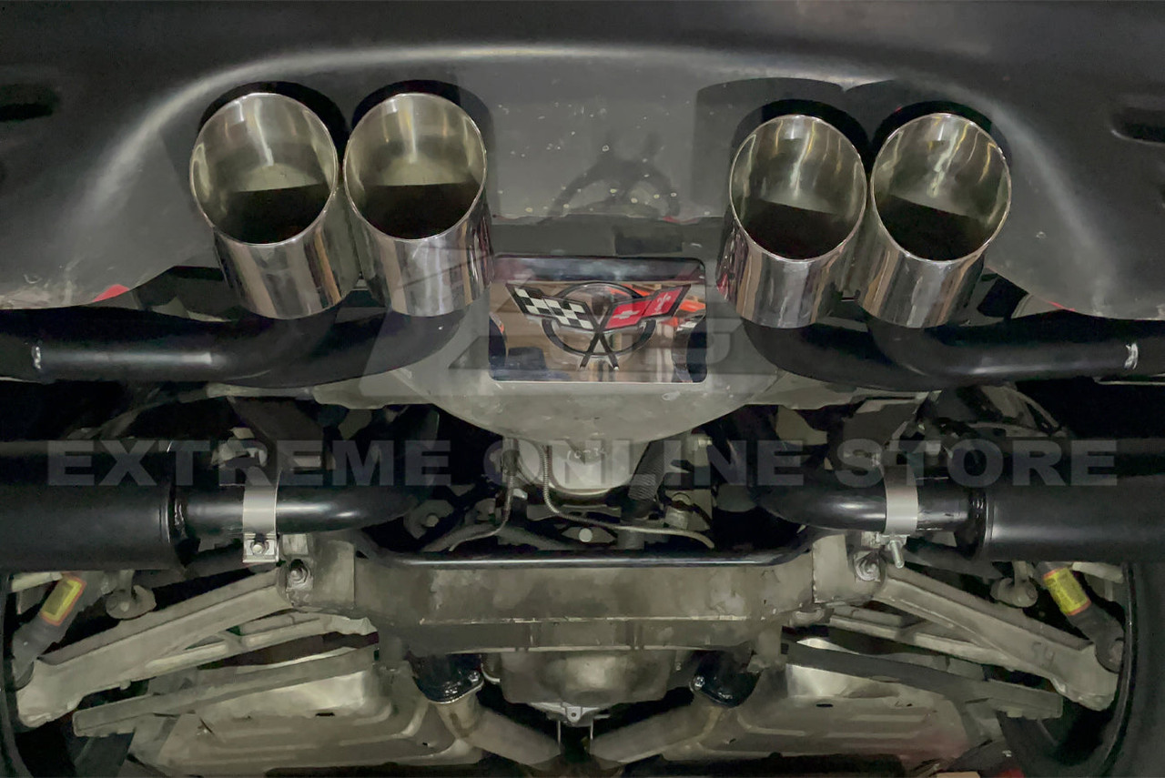 EOS Axleback Exhaust System w. Quad Tips - C5 Corvette (EXT-MD065-BLK)