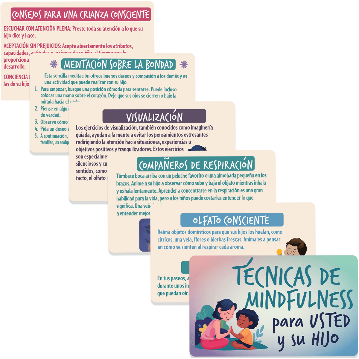 Mindfulness Techniques Info Cards - Spanish