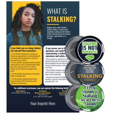 Stalking Awareness Poster and Button