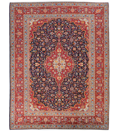Kashan Geometric Royal Blue Fine Persian Rug (Ref 670) 425x315cm ...