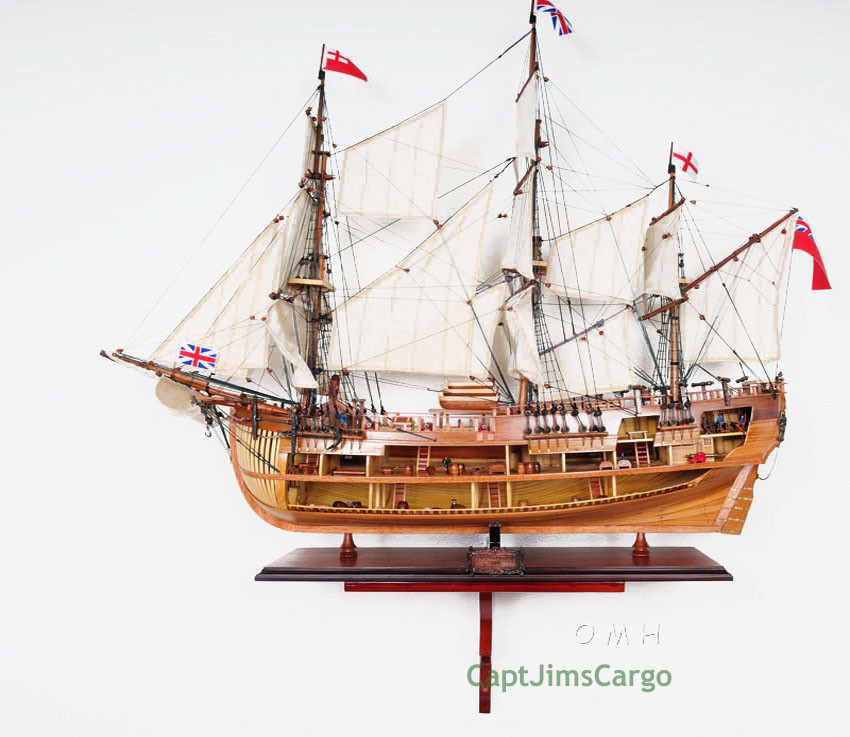 Wall Mount Display Shelf Wood 14" Tall Ship Sailboat Models - CaptJimsCargo