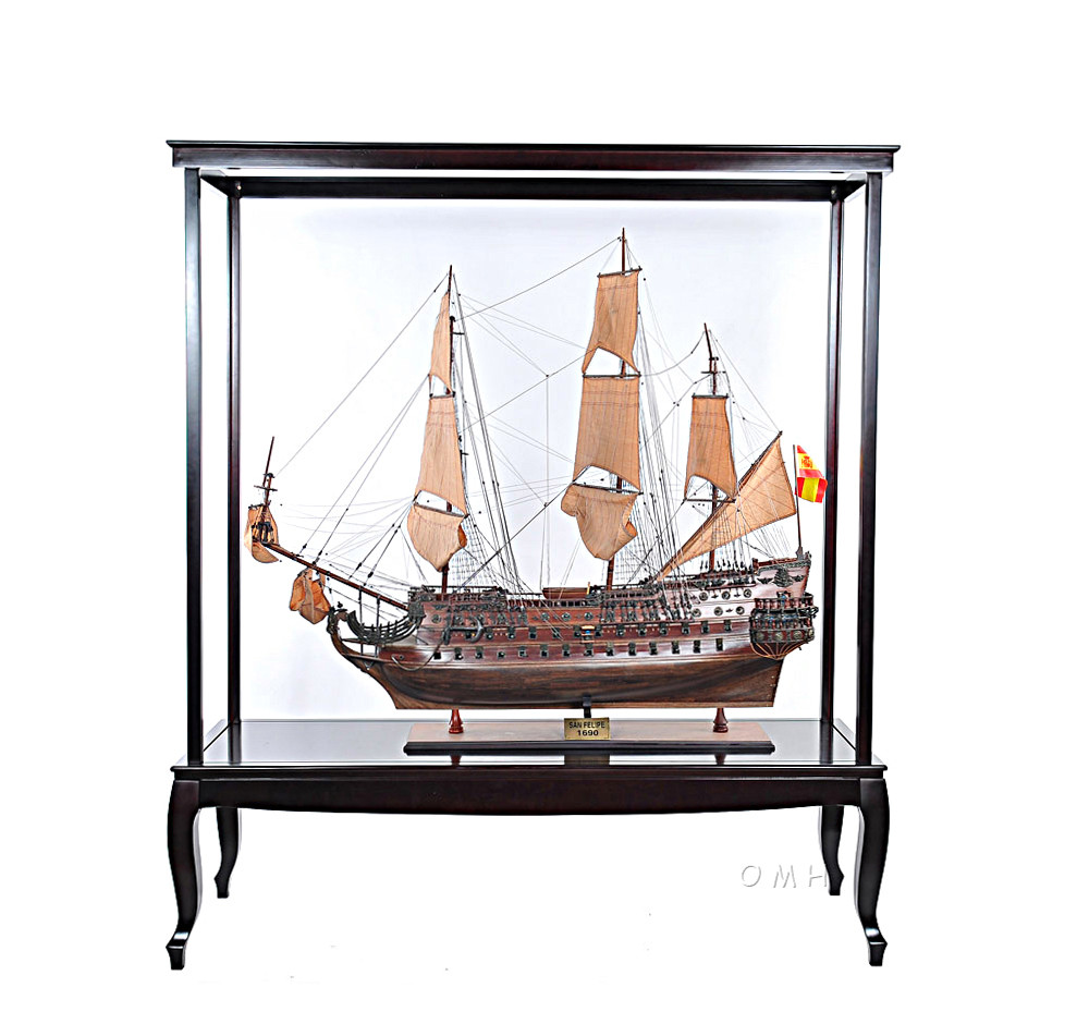 Tall Ship Boat Wooden Display Case XL Cabinet Stand For 58" Models ...