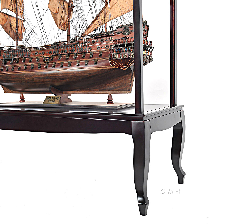 Tall Ship Boat Wooden Display Case XL Cabinet Stand For 58" Models ...