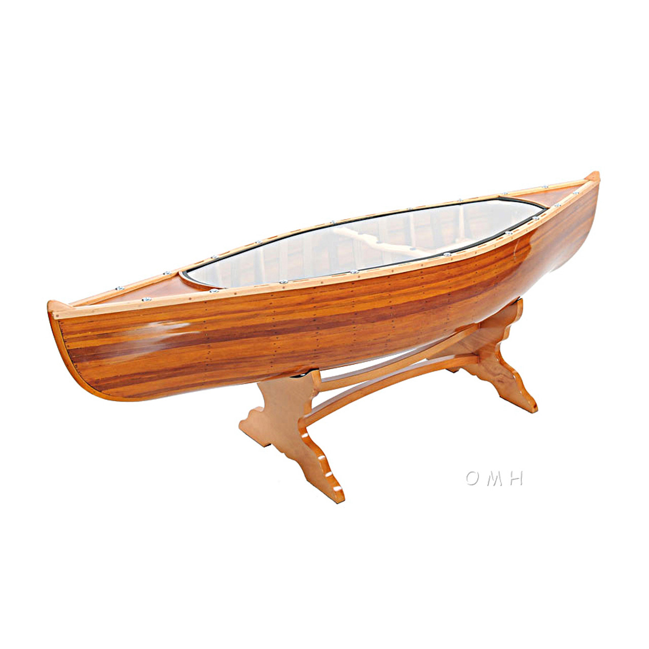 Canoe coffee table glass top store