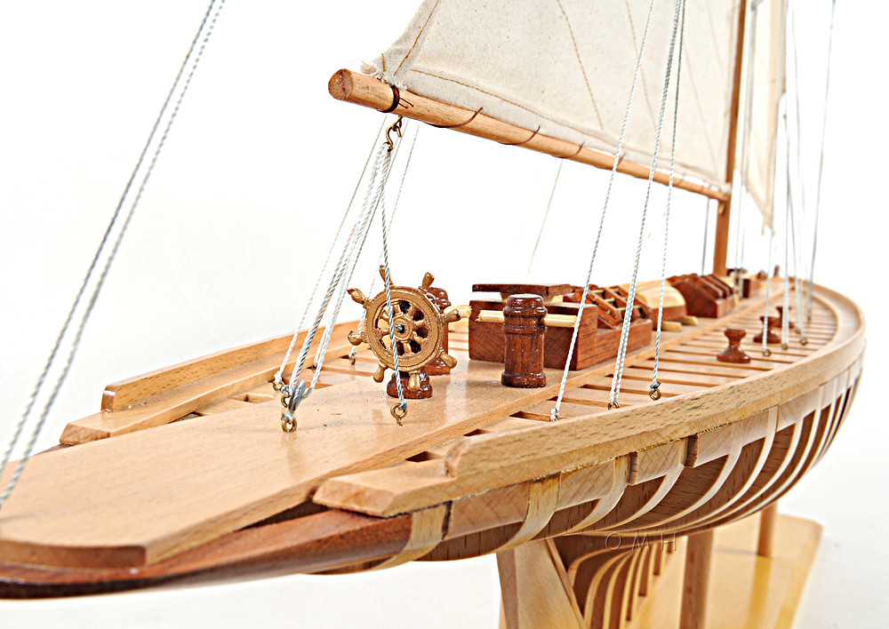 Shamrock V Exposed Ribs Wood Model 38" America's Cup Yacht - CaptJimsCargo