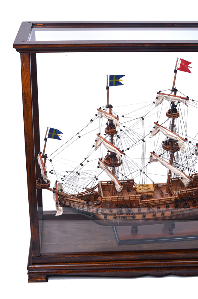 Brown Tall Ship Model Display Case Wood Medium 34" Table Top ...