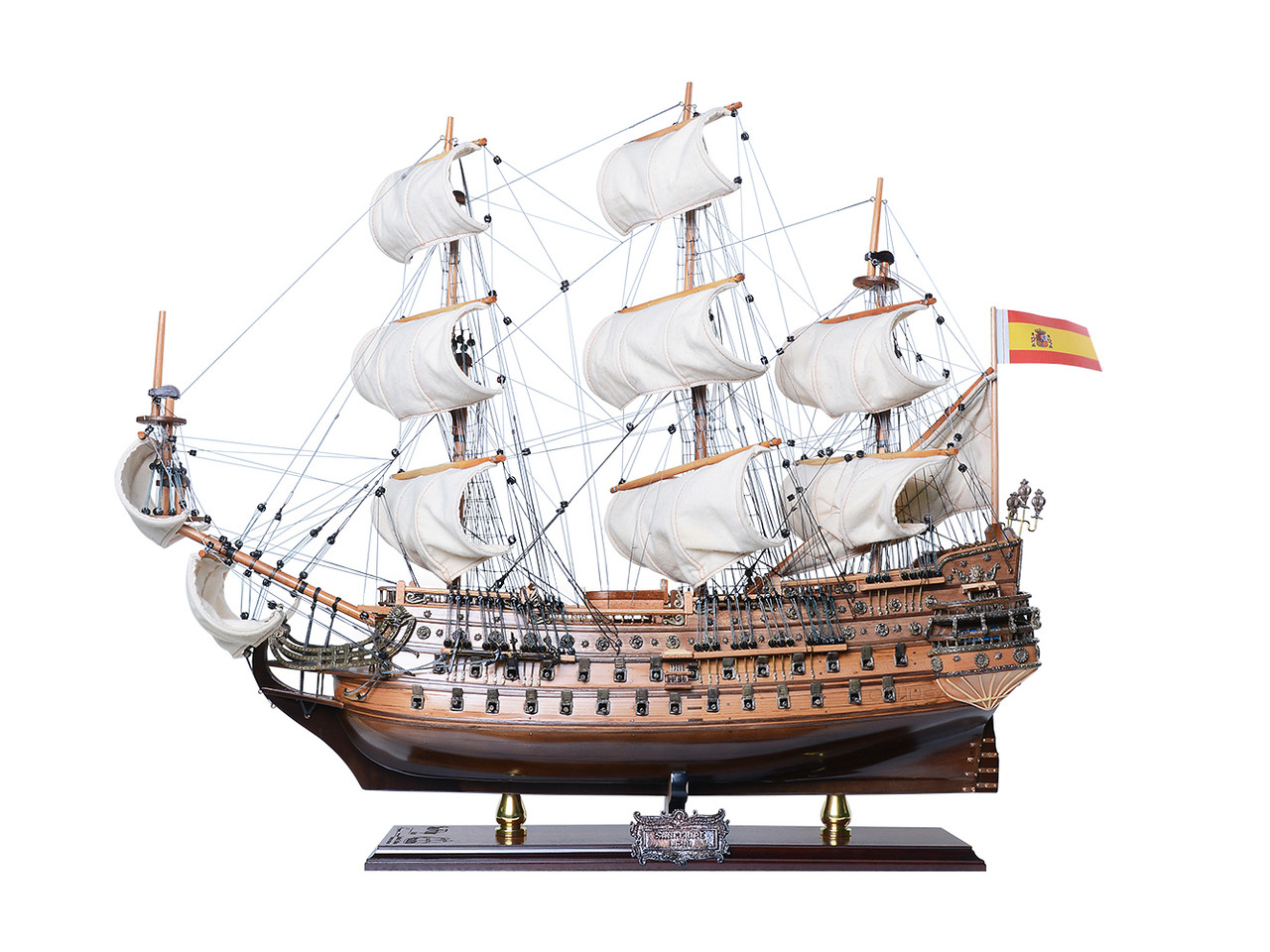 San Felipe Full Blowing Sails Wood Ship Model 28" Limited Edition ...