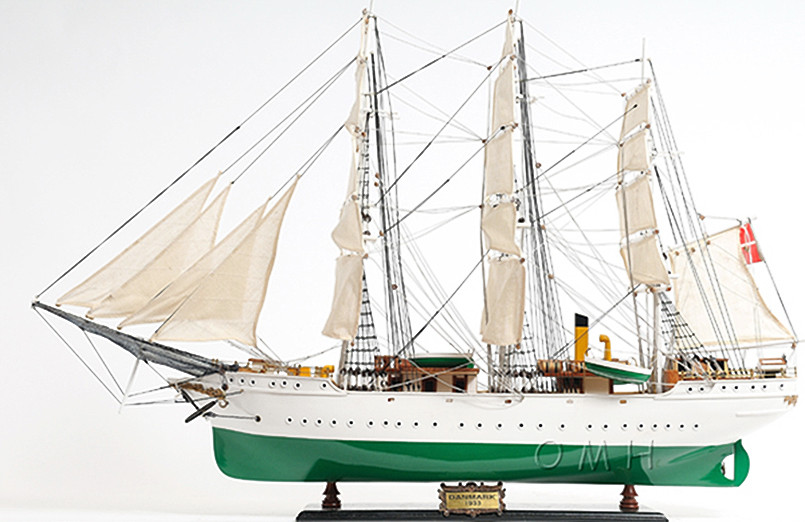 Danmark Training Tall Ship Wooden Model 34" Denmark Navy - CaptJimsCargo