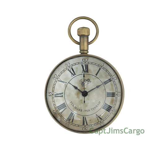 Desk Top Clock Paper Weight 8" Aluminum Pocket Watch Nautical Decor ...