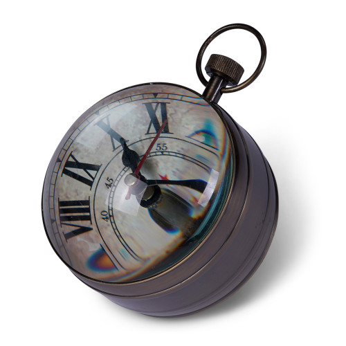 Desk Top Clock Paper Weight 8" Aluminum Pocket Watch Nautical Decor ...
