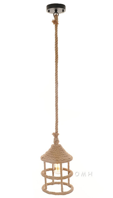 Nautical Rope Pendant Hanging Lamp Ceiling Fixture Light 47" Single ...