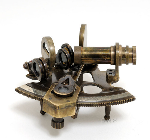 Small Brass Sextant 4" Antiqued Finish w/ Leather Case Maritime Decor ...