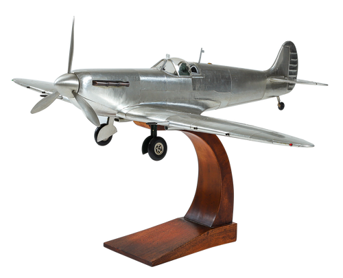 RAF Supermarine Spitfire Aluminum Airplane Model 24" Wooden Stand ...