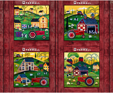 Farmall Cotton Fabric | Tractor Pillow Panel | Folk Art Quilting