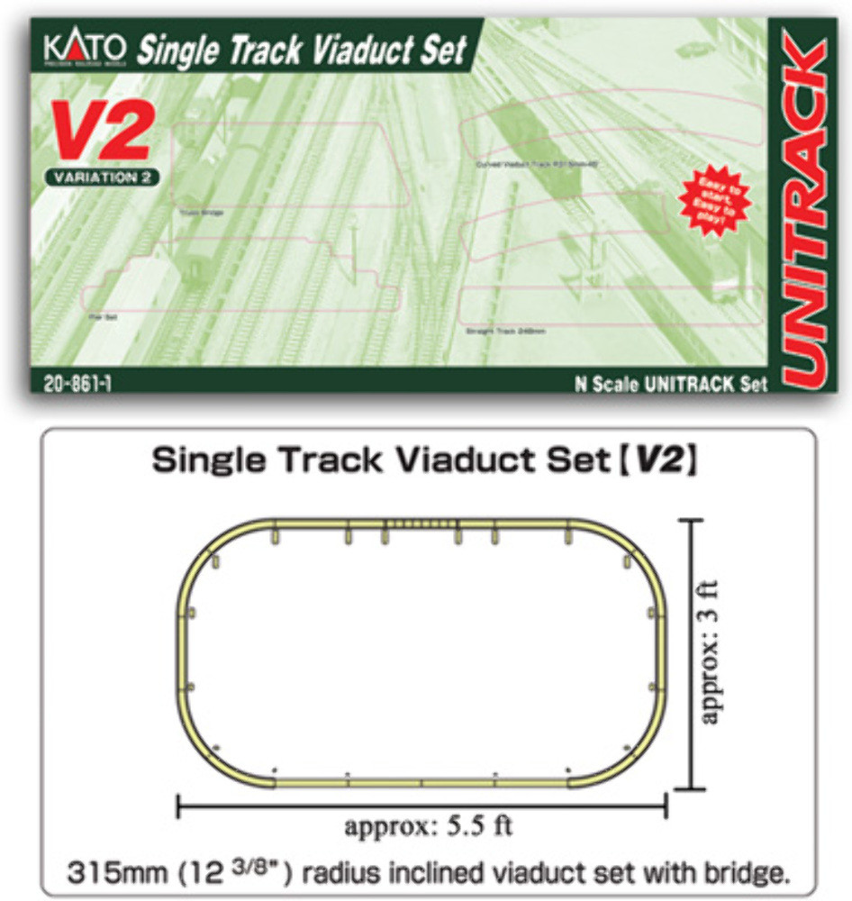 Kato 20-872 N N Scale V13 UNITRACK Double Track Elevated Loop Set ...
