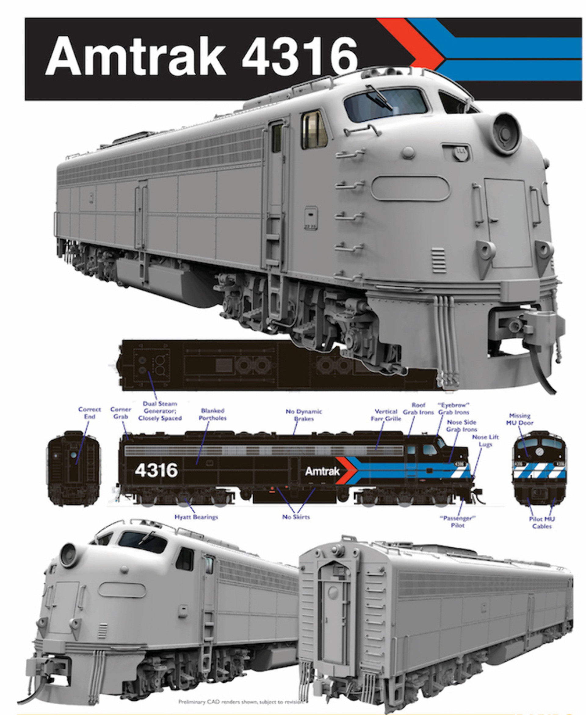 Rapido 28599 HO Amtrak Limited Edition 50th Anniversary Model EMD E8A #4316 - Crazy Model Trains