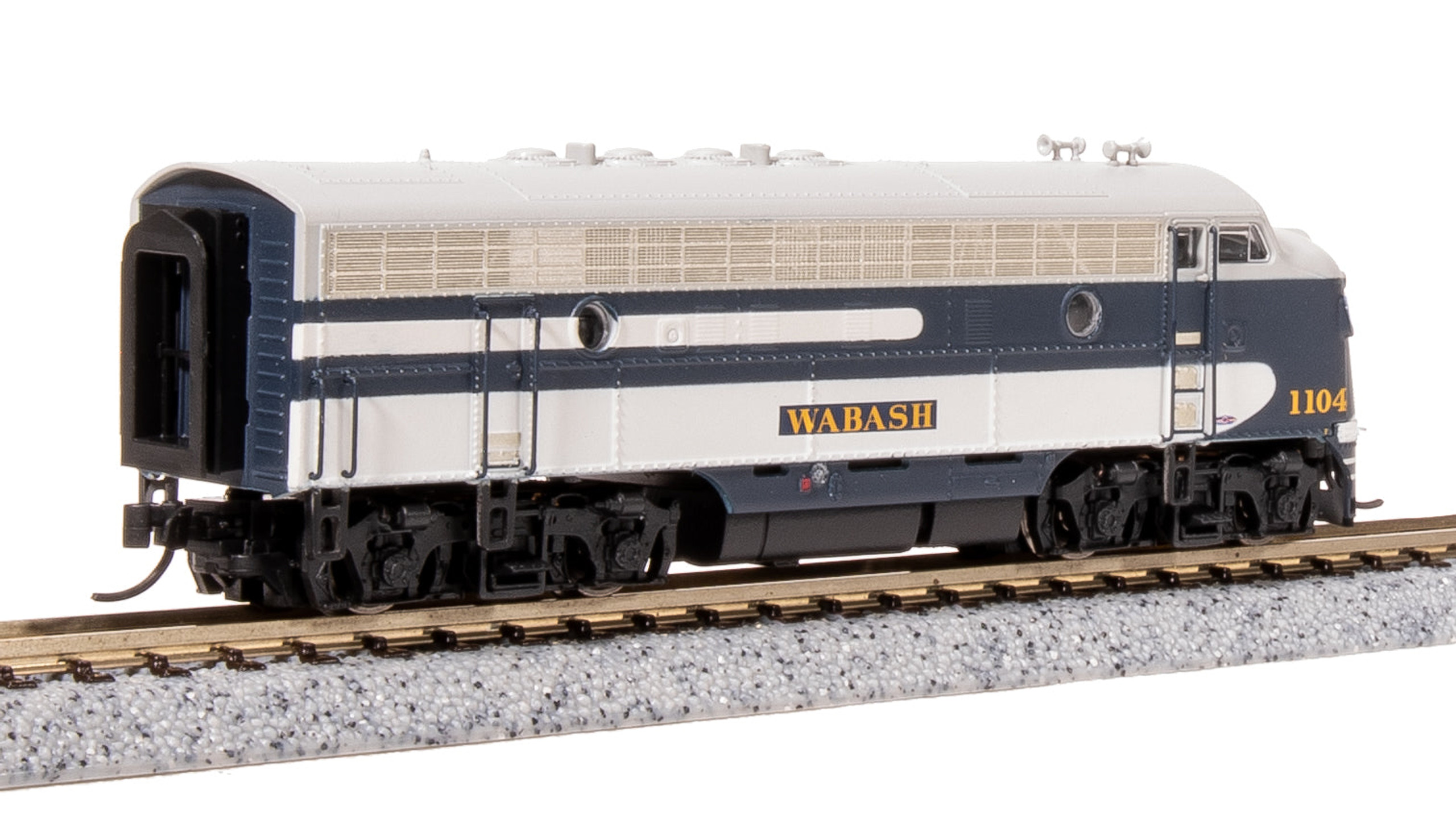 Broadway Limited 7785 N Scale WAB EMD F7A As-Delivered Diesel Locomotive #1104A - Crazy Model Trains