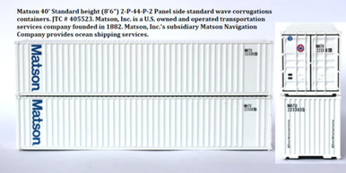 Jacksonville 405523 N Scale Matson 40' Standard Height (8'6") Containers (2) - Crazy Model Trains