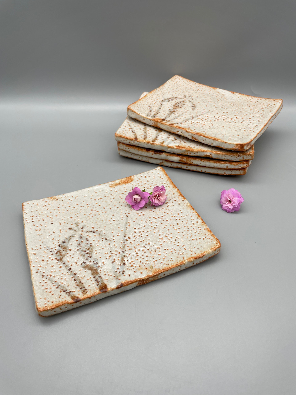 Japanese Shino-yaki Momoyama Small Plates Set - Japanese Natural Stones