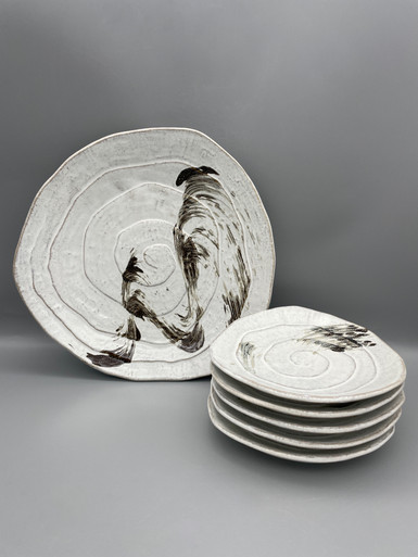 Japanese White Plates Set - Japanese Natural Stones
