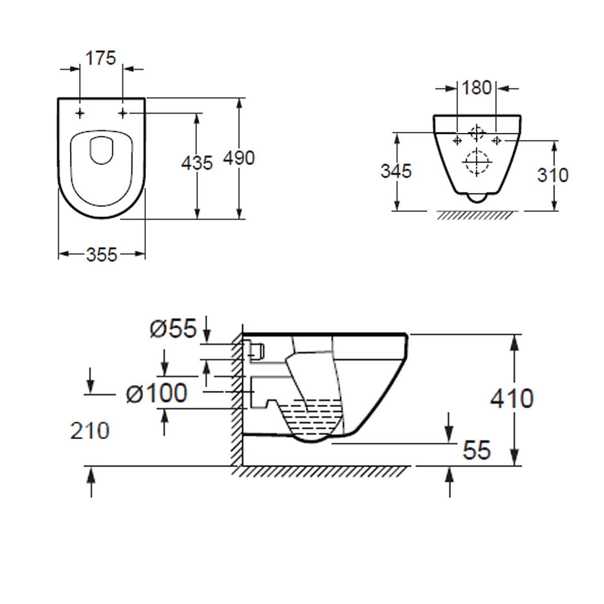 Imex Nuance / Kiso Wall Hung HO WC Pan with Fixings in White CH10136 ...