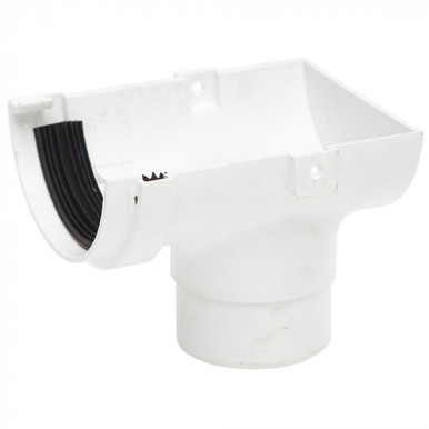 Polypipe 75mm Half Round Section Stop End Outlet in White RM306W