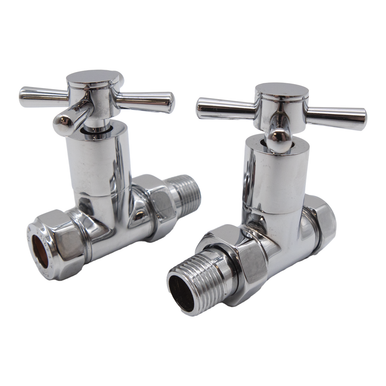 Comap Westco Futura Straight Radiator Valves in Pairs - 15mm in Chrome ...