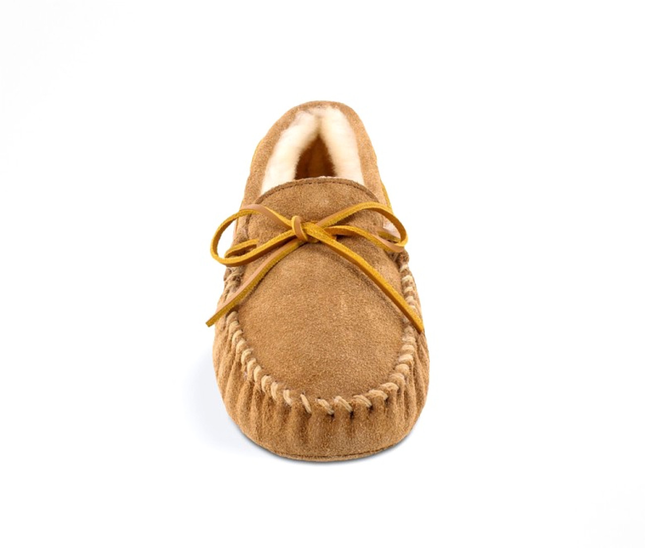 Minnetonka Mens Sheepskin Softsole Moccasin Suede Leather Tan Goodmans Shoes