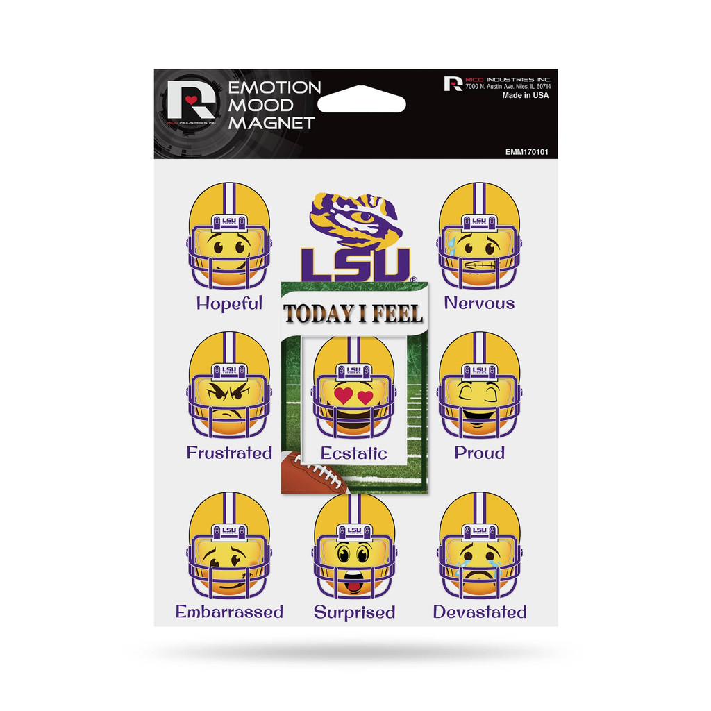 LSU Tigers Emoji Emotion Mood Magnet Set w/ Movable Today Frame - Spawty
