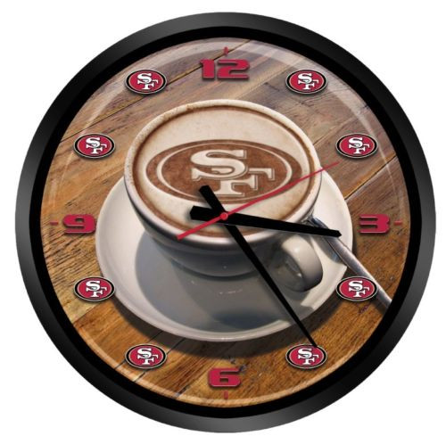 San Francisco 49ers Latteam Coffee Art Glass Wall Clock - Spawty