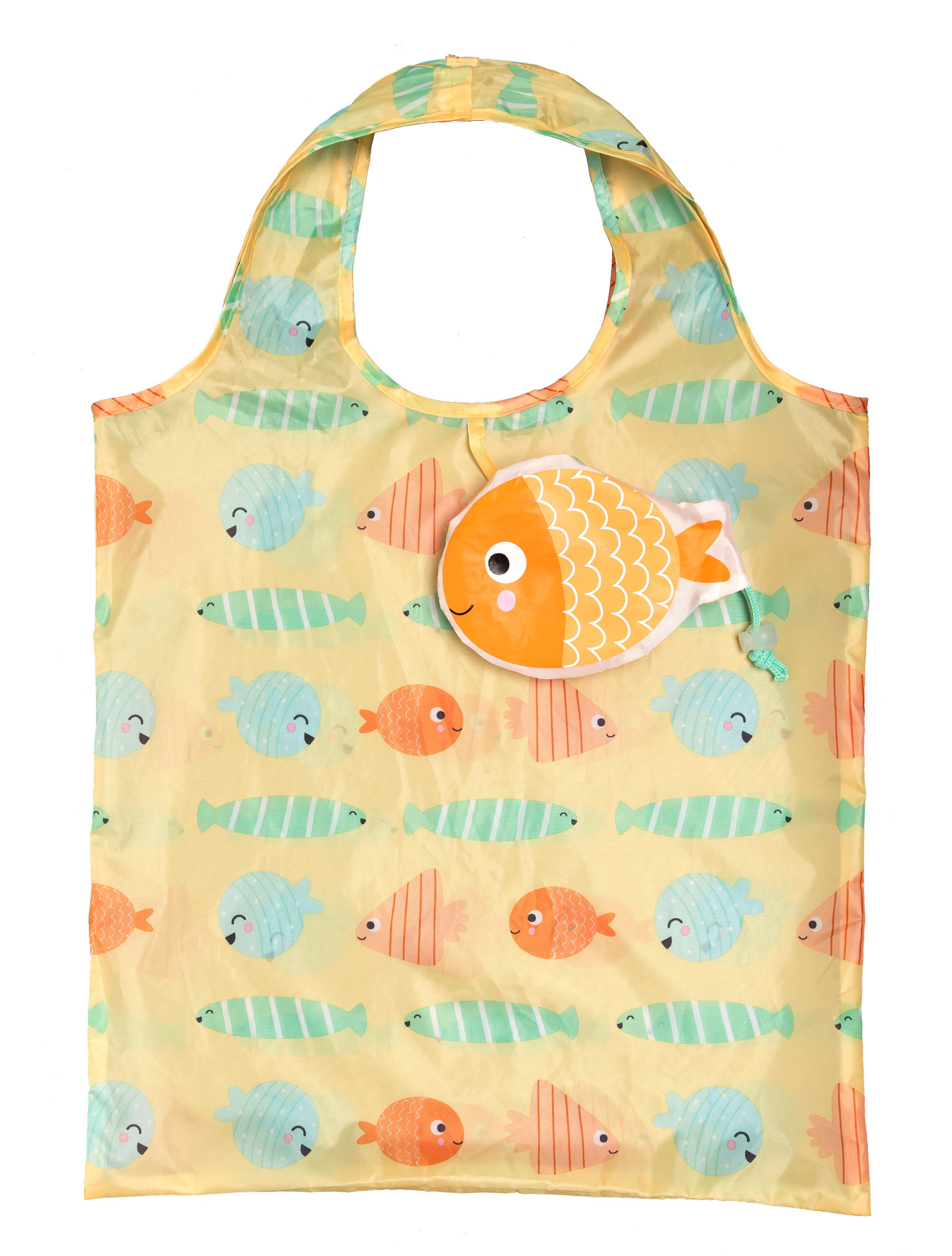 Whimsical Fish Design Reusable Shopping Tote Bag Eco Friendly 3 Pack