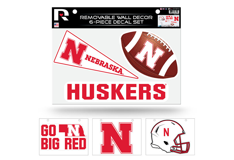 Nebraska Huskers Removable Wall Decor 6pc Set Premium Decals