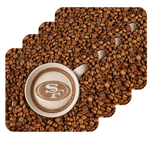 San Francisco 49ers Latteam Coffee Art 4pk Coaster Set Packaged - Spawty