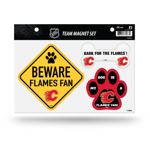 Calgary Flames Pet Dog Magnet Set Beware Fan - Spawty