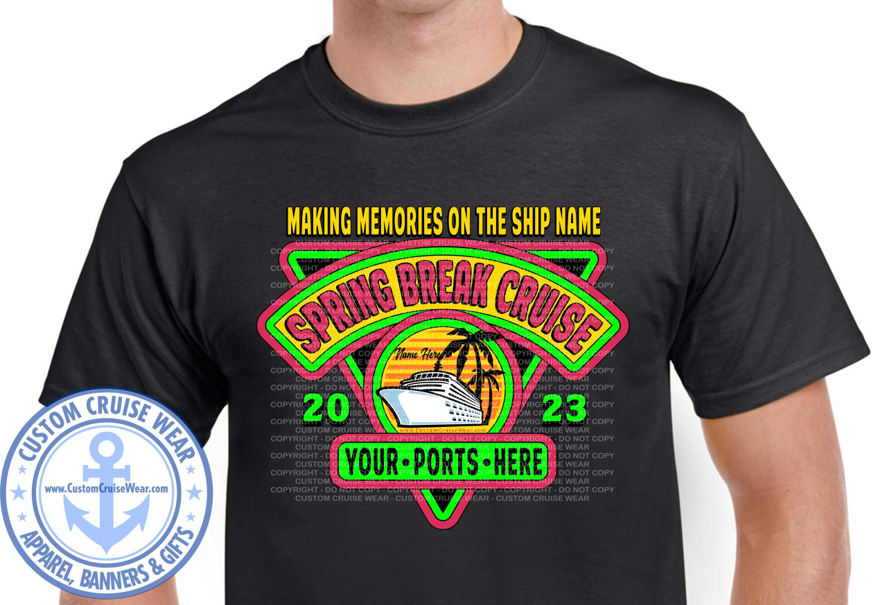 Spring Break Neon Ship with Palm Trees - Custom Cruise Wear