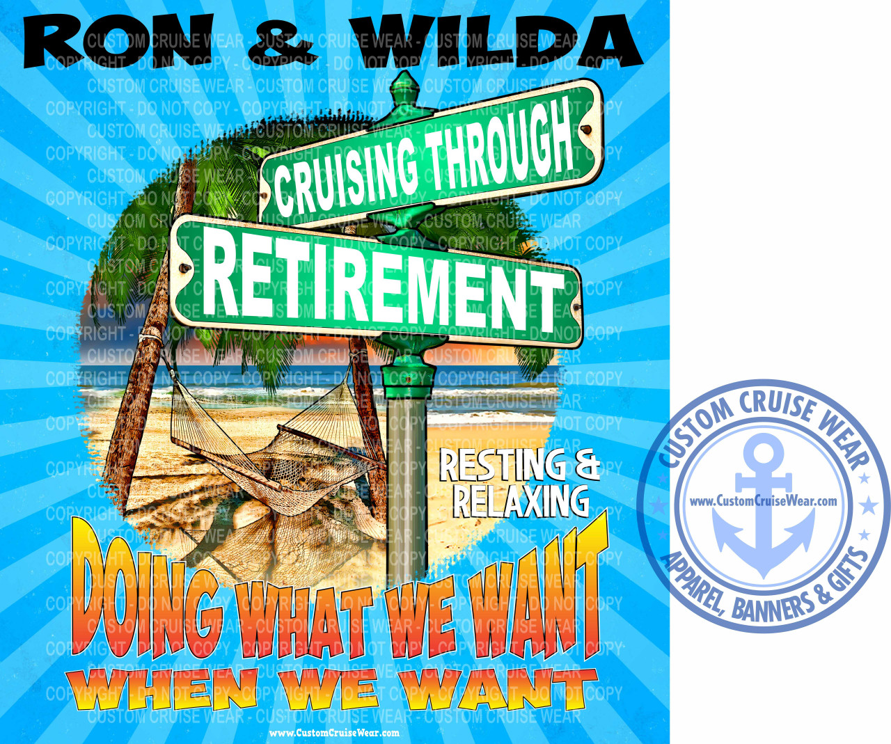 Cruising Into Retirement DOOR SIGN - Custom Cruise Wear