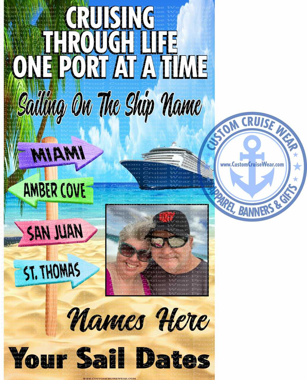 Cruising Through Life Sign Posts with Photo Door Sign 20x36 - Custom ...