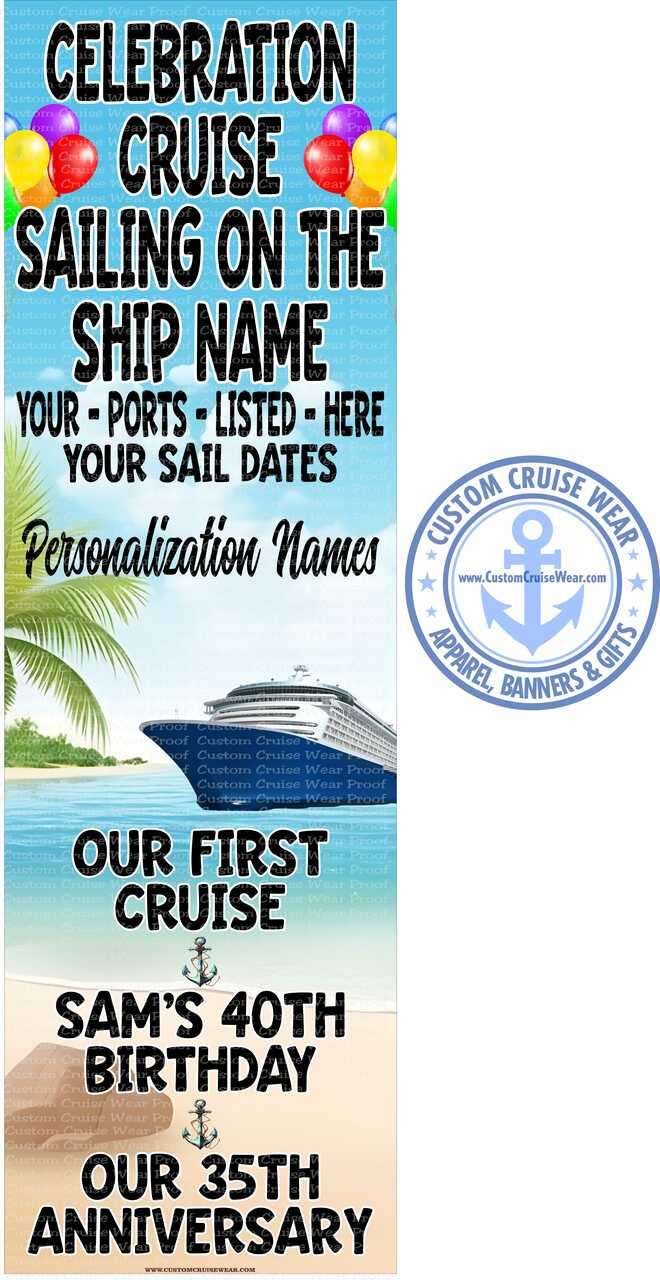 Celebration Events Beach with Ship BANNER - Custom Cruise Wear