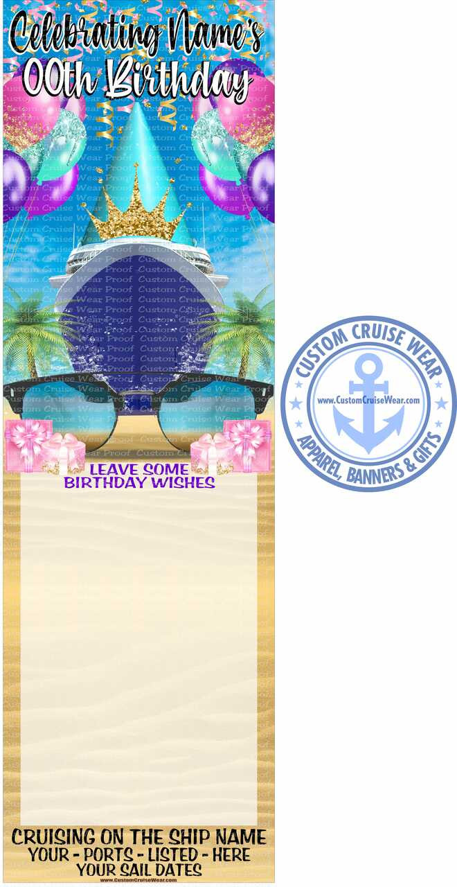 Birthday Ship Front with Pastel Party Hat Autograph BANNER - Custom ...