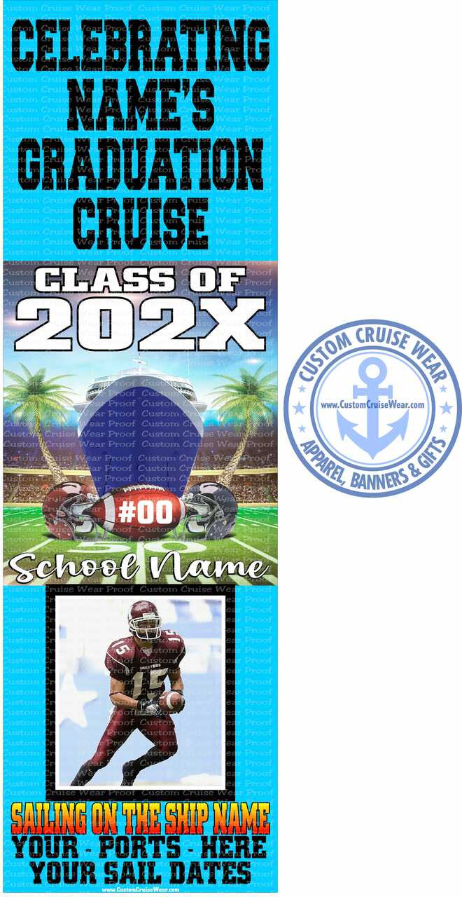 Graduation Football with Ship BANNER - Custom Cruise Wear