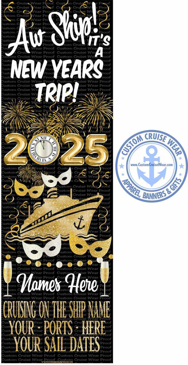 Aw Ship It's A New Years Trip with Gold Ship BANNER - Custom Cruise Wear